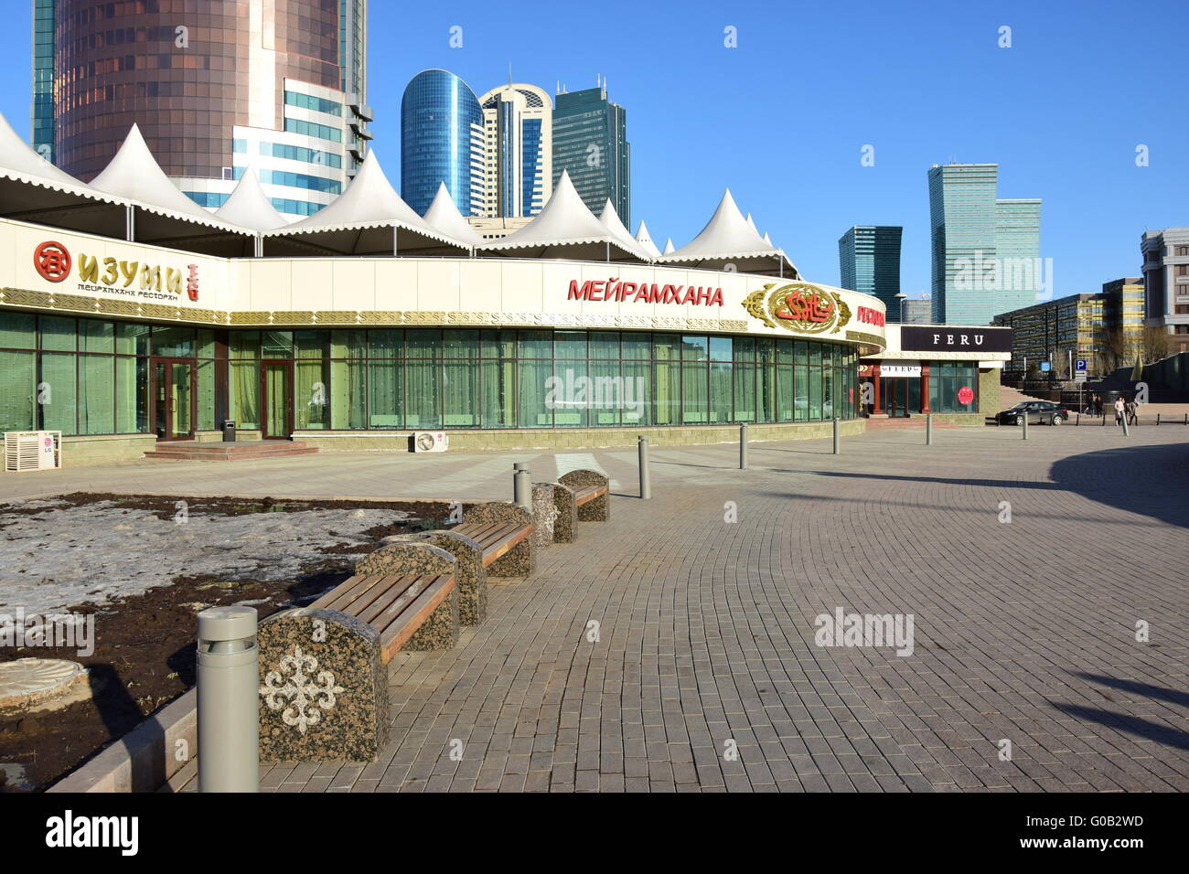 Street view with modern buildings in Astana, capital of Kazakhstan ...