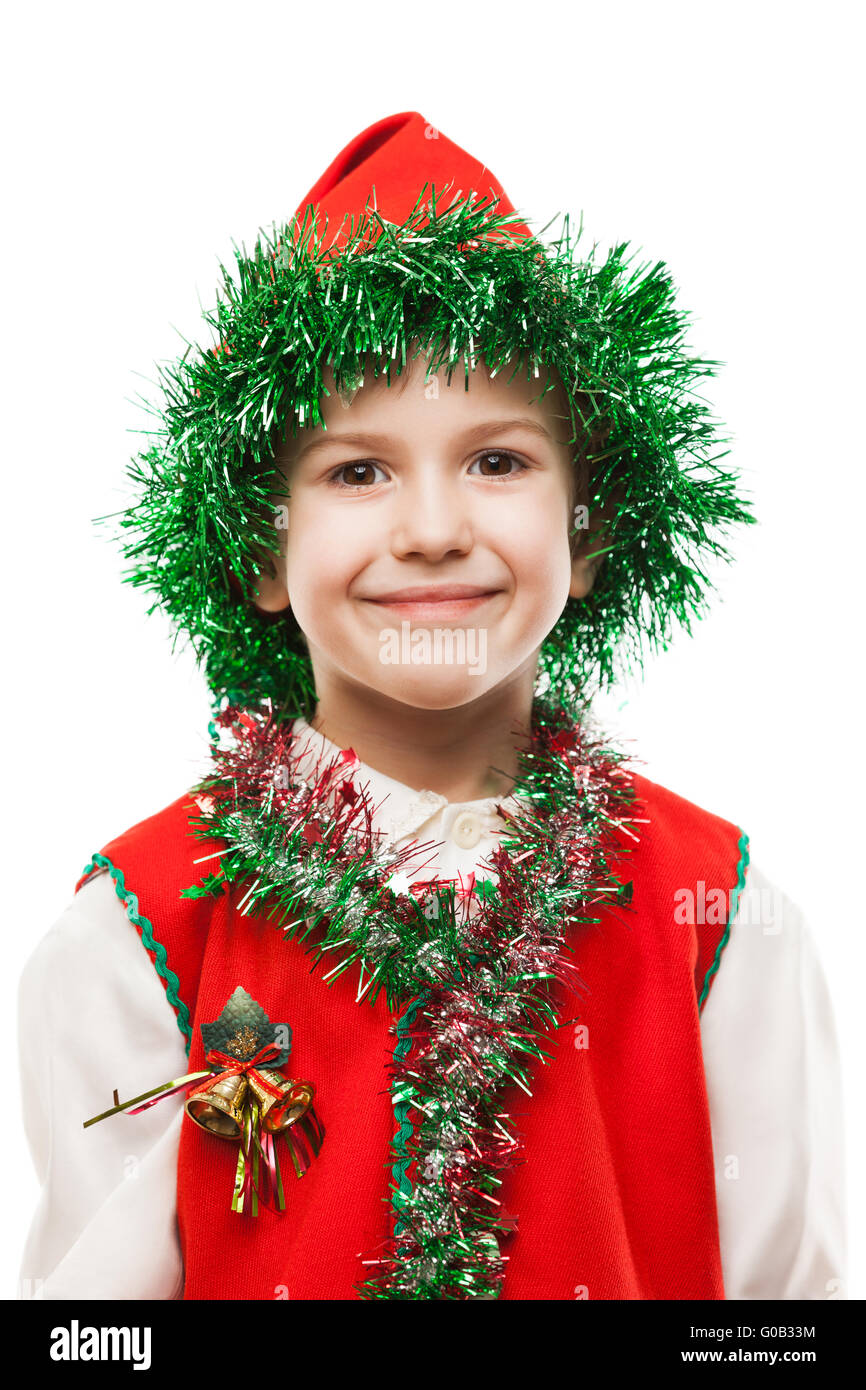 Little smiling child boy in gnome or elf costume Stock Photo - Alamy