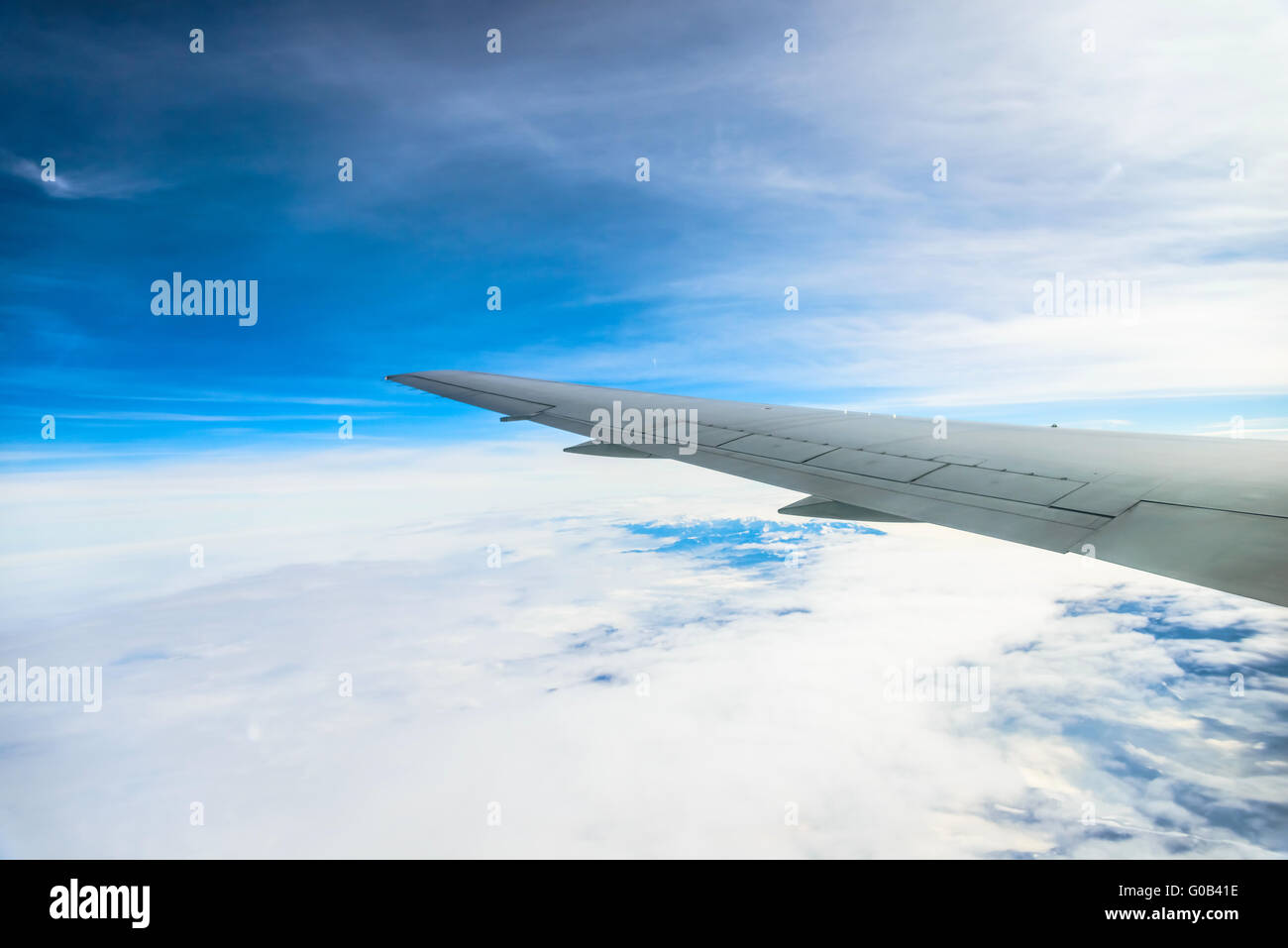 view of the wing of an airplane through the window Stock Photo - Alamy