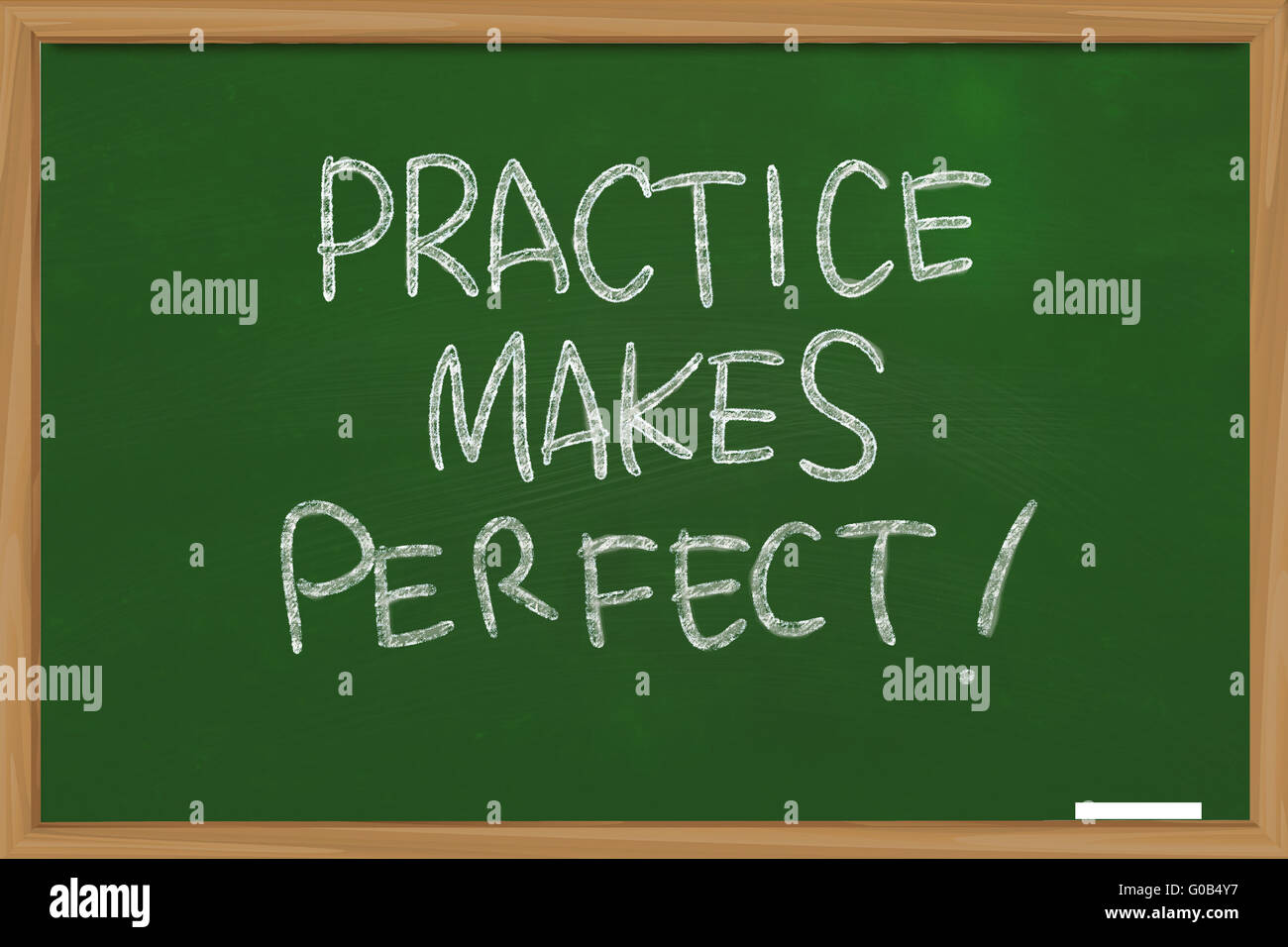 Motivational concept, chalk board writing, Practice Makes Perfect words ...