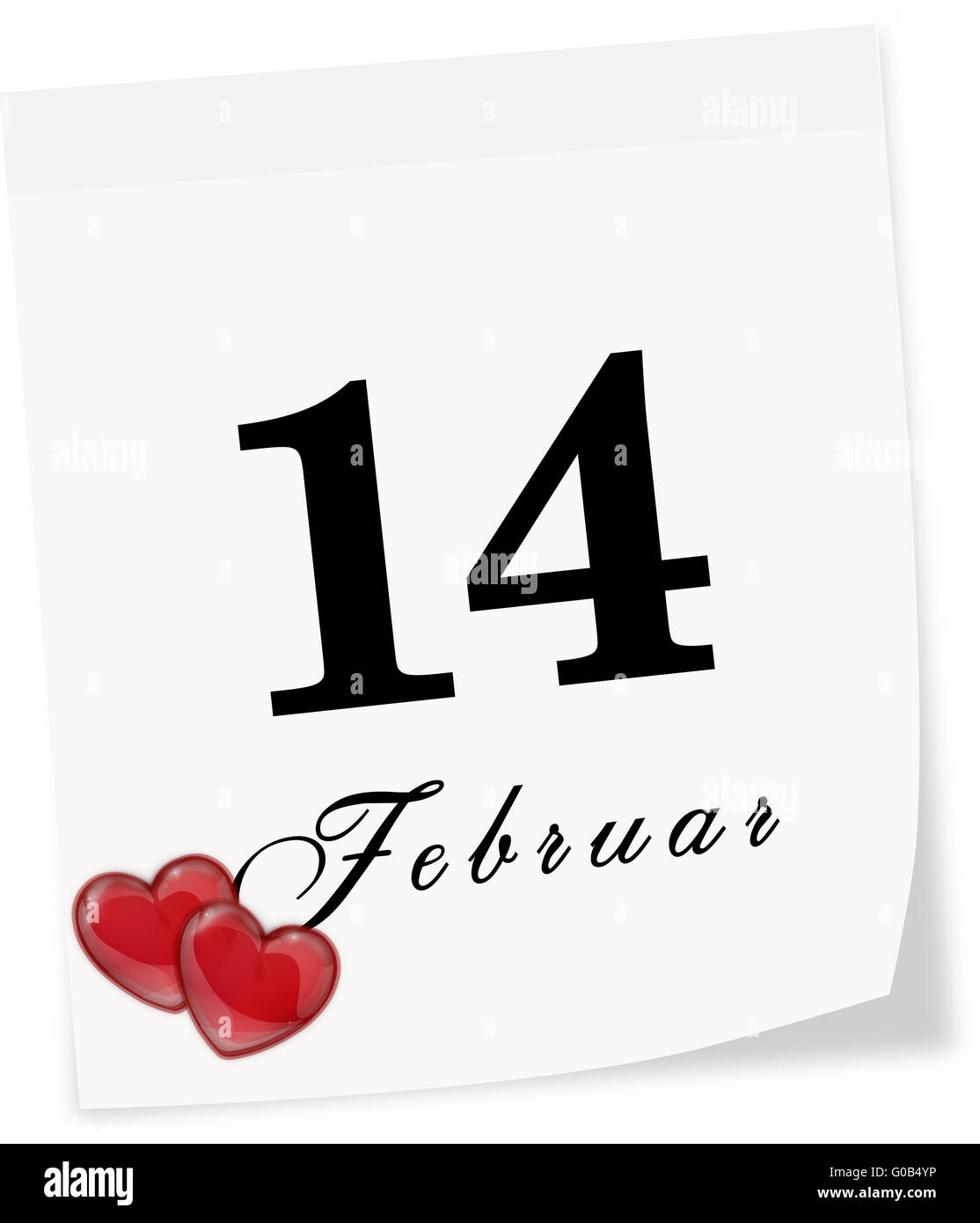 International Valentine's Day on February 14th. Page of calendar Stock ...
