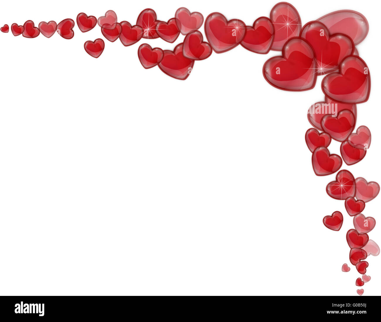 Corner frame of red hearts on a white background Stock Photo - Alamy