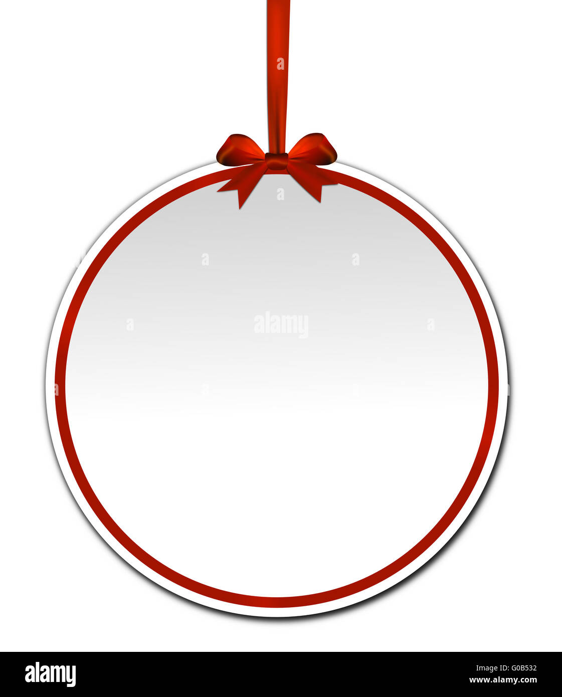 Decorative round with red bow on a white background Stock Photo - Alamy