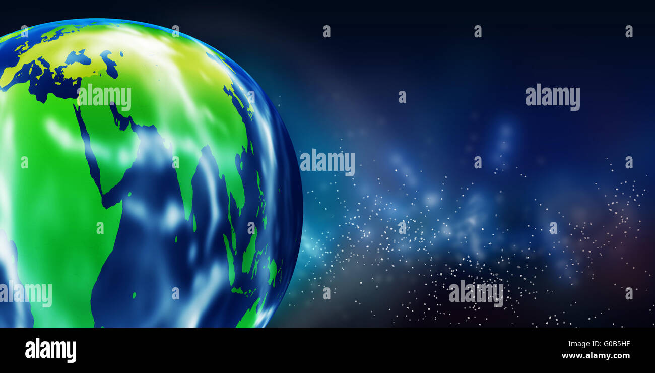 Universe image theme, bright blue and green Planet Earth in space Stock ...