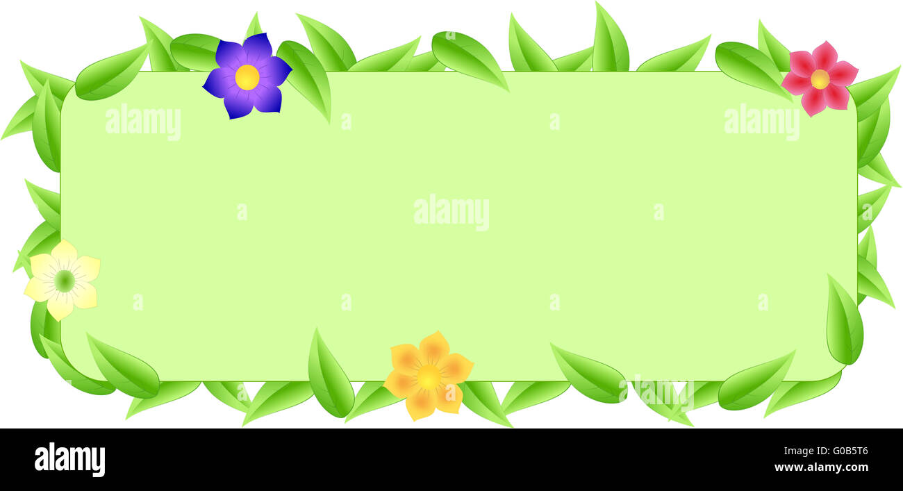 Green border made of leaves and flowers with space text with green ...