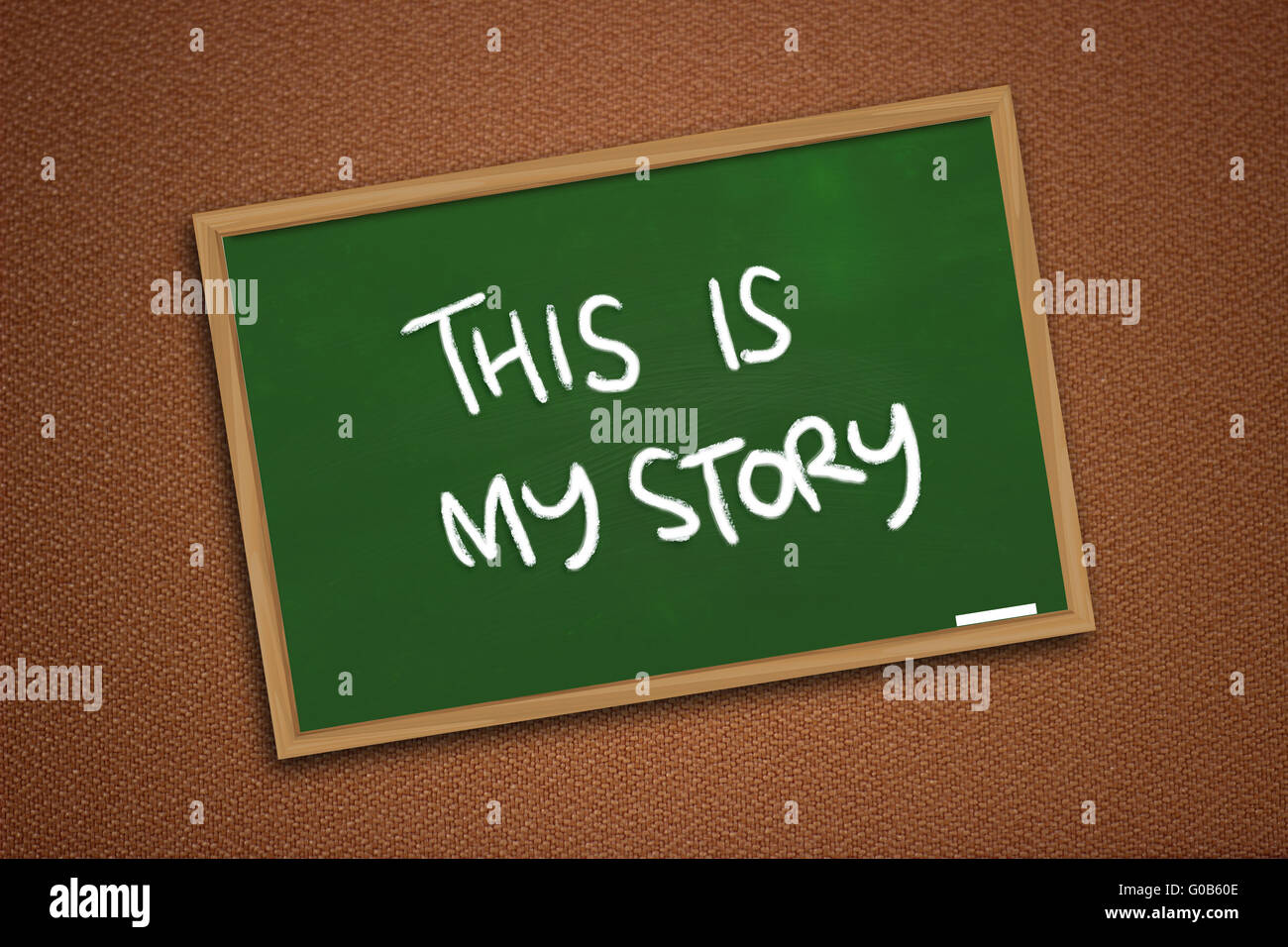 Image of chalkboard on wall paper texture with words this is my story ...