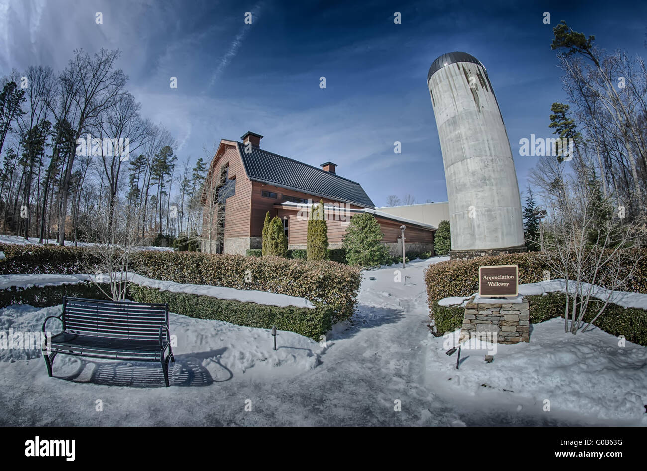 snow around billy graham library after winter storm Stock Photo - Alamy