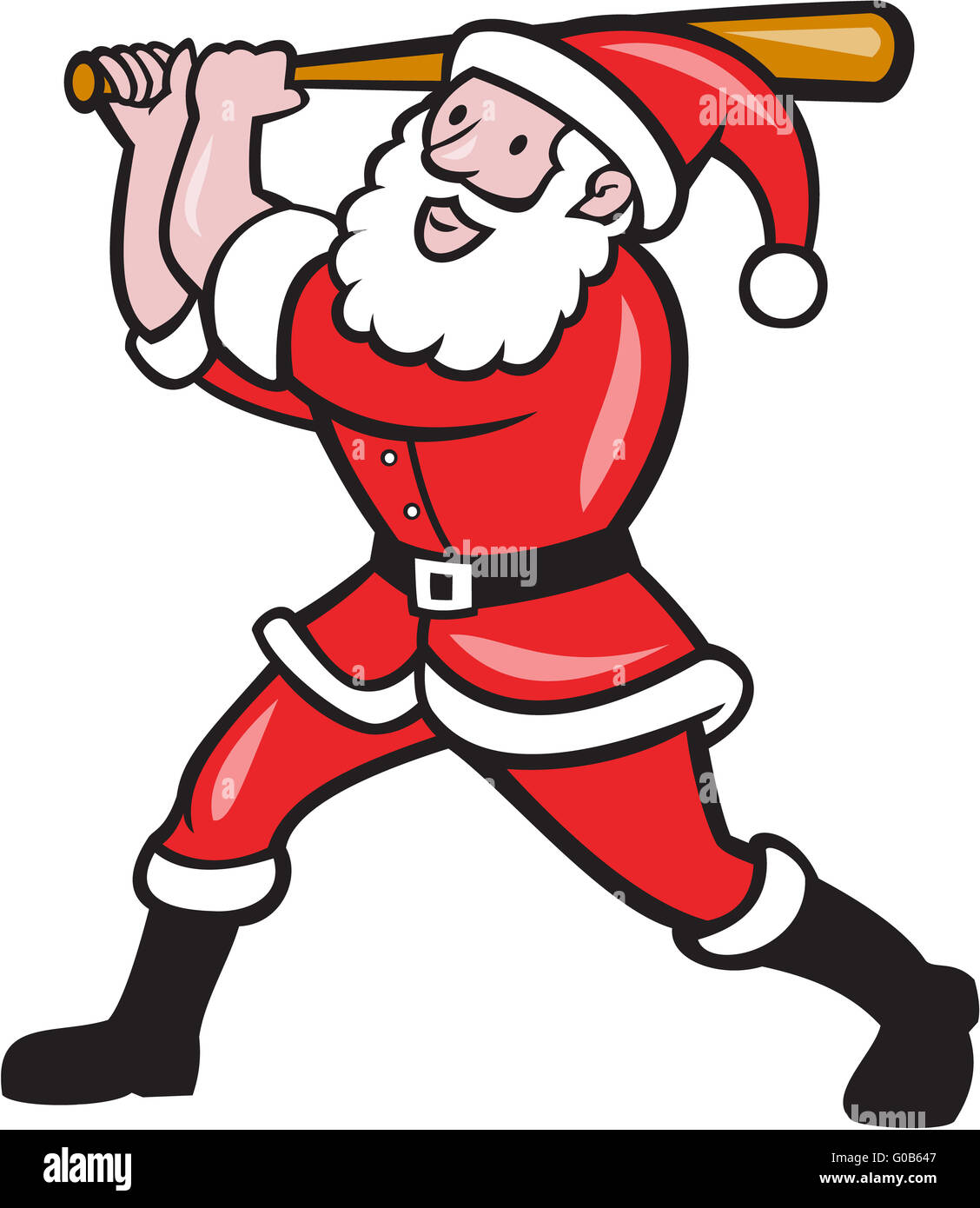 Santa Baseball Player Batting Isolated Cartoon Stock Photo - Alamy
