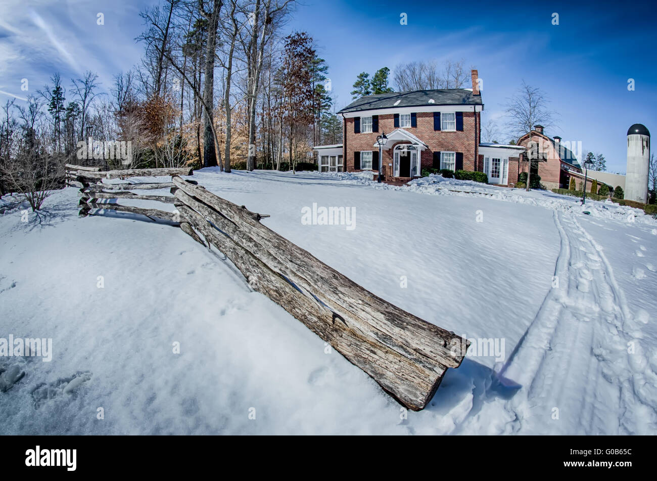 snow around billy graham library after winter storm Stock Photo - Alamy