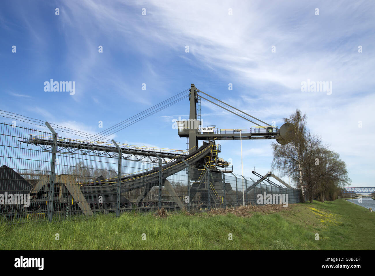 Conveying system at the coal stockyard , old power Stock Photo - Alamy