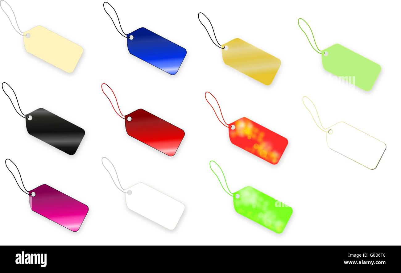 Set of multi colored tag on white background for sale discounts Stock ...