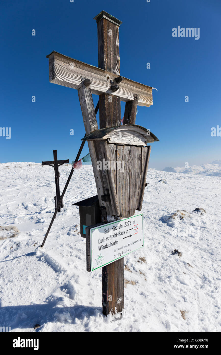 Summit cross mount Schneibstein Stock Photo - Alamy