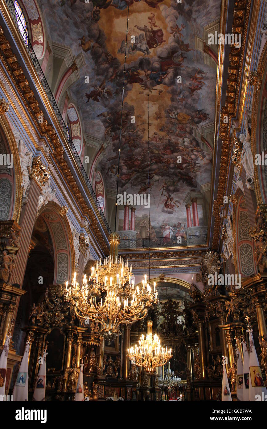 beautiful ceiling in the beautiful Catholic church Stock Photo - Alamy