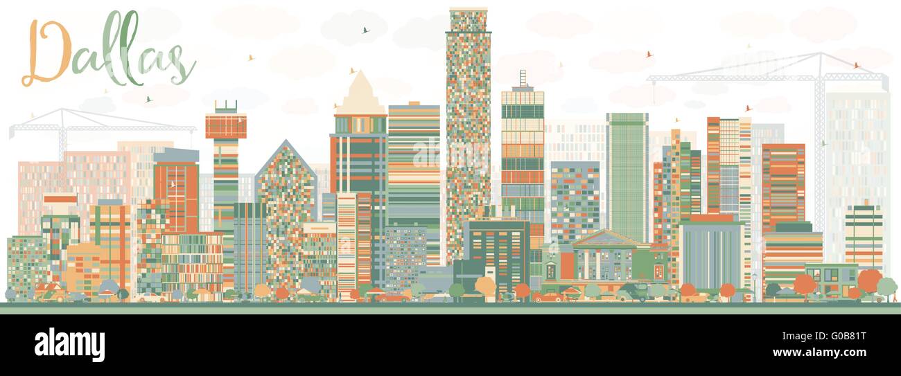 Abstract Dallas Skyline with Color Buildings. Vector Illustration ...