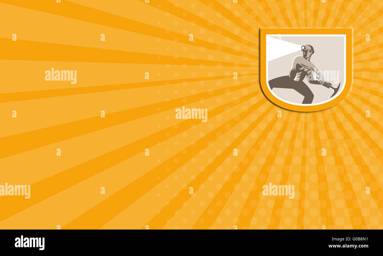 Coal Miner Wielding Pick Axe Shield Retro Business card Stock Photo - Alamy