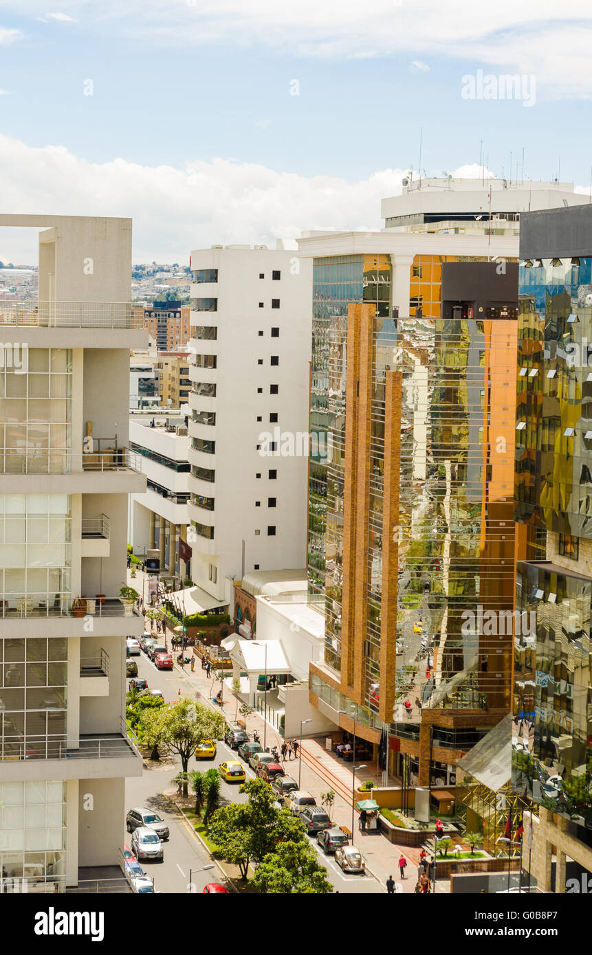 tall high buildings and traffic in downtown Stock Photo - Alamy