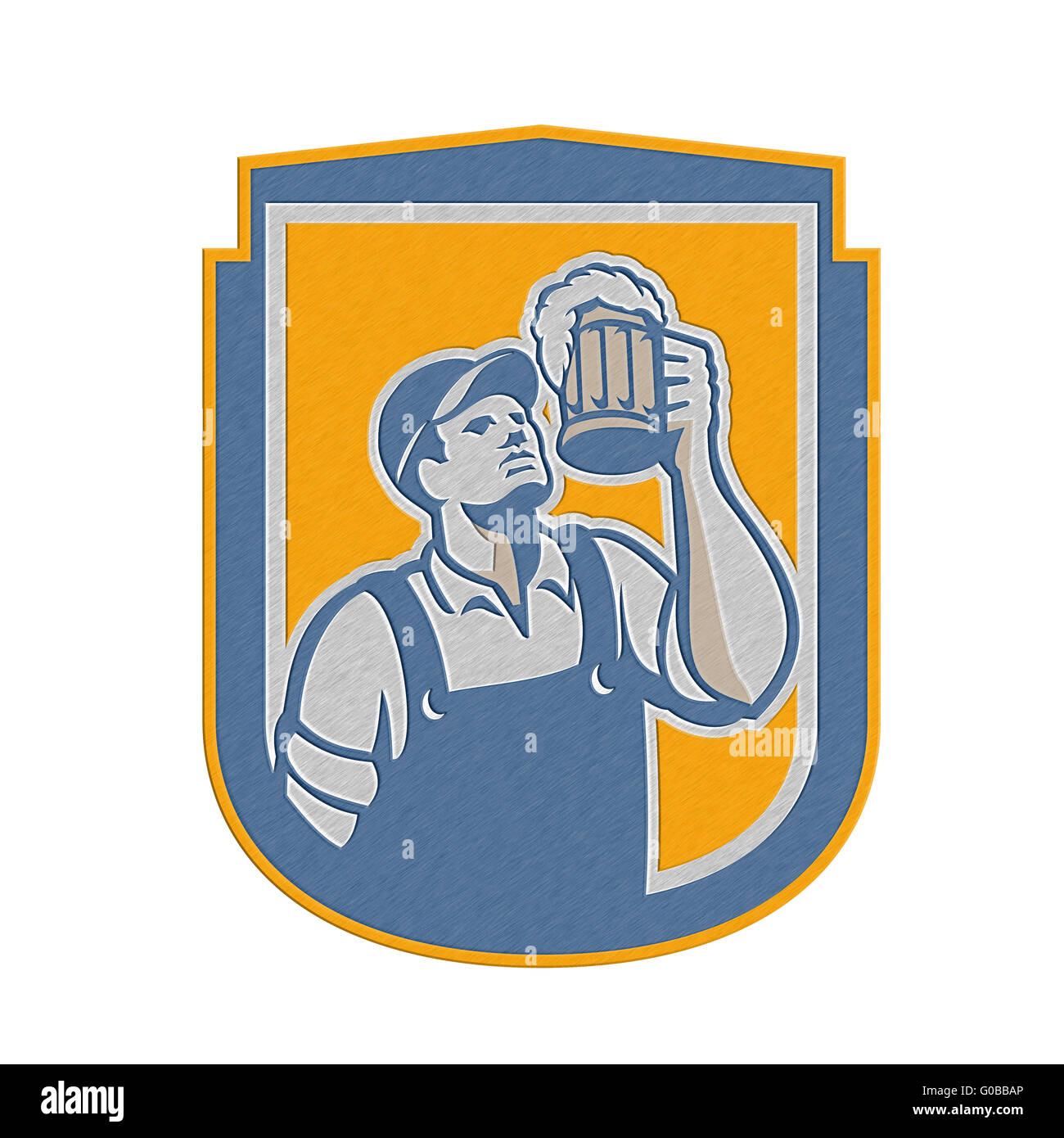 Metallic Bartender Toast Beer Mug Shield Retro Stock Photo - Alamy