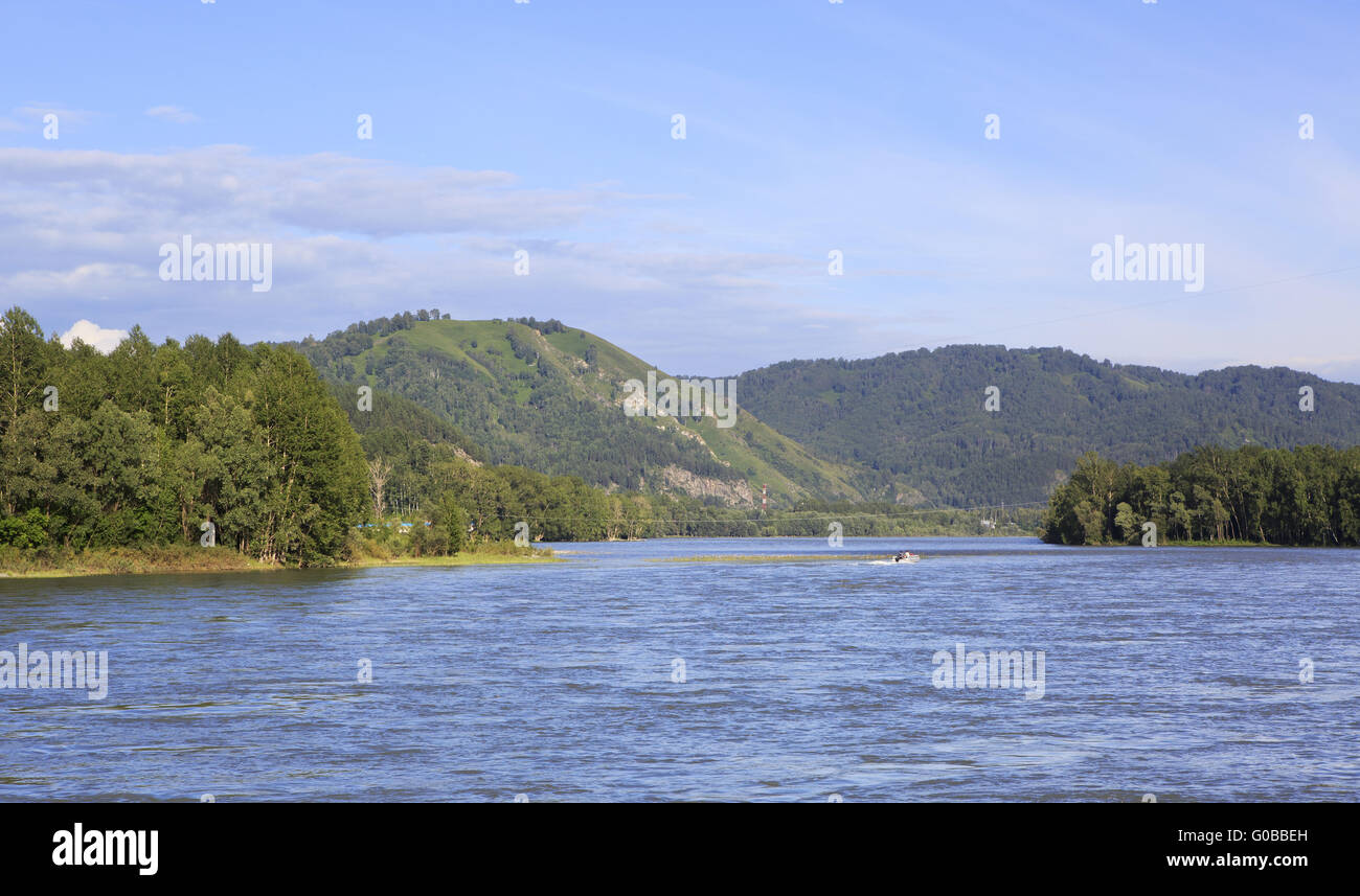 Beautiful summer landscape of Altai Mountains and the Katun River Stock ...