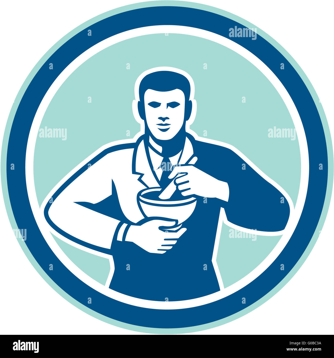 Pharmacist Chemist Mixing Mortar Pestle Circle Stock Photo - Alamy