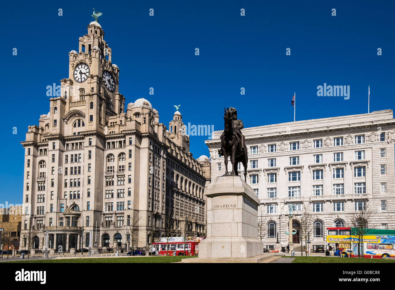 Royal Liver & Cunard buildings Pier Head,, Liverpool, Merseyside ...