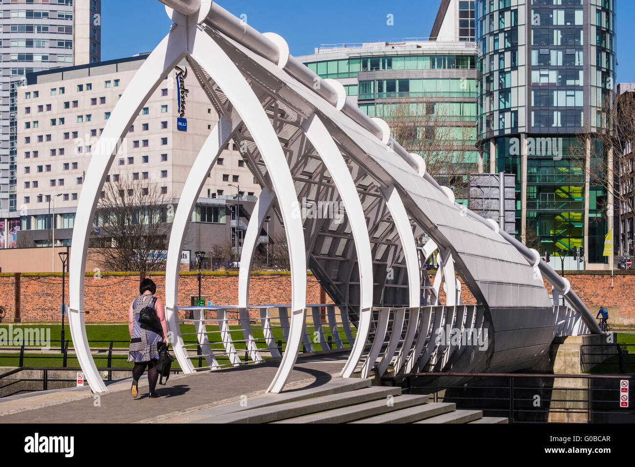 Footbridge over Princes Dock, Liverpool, Merseyside, England, U.K Stock ...