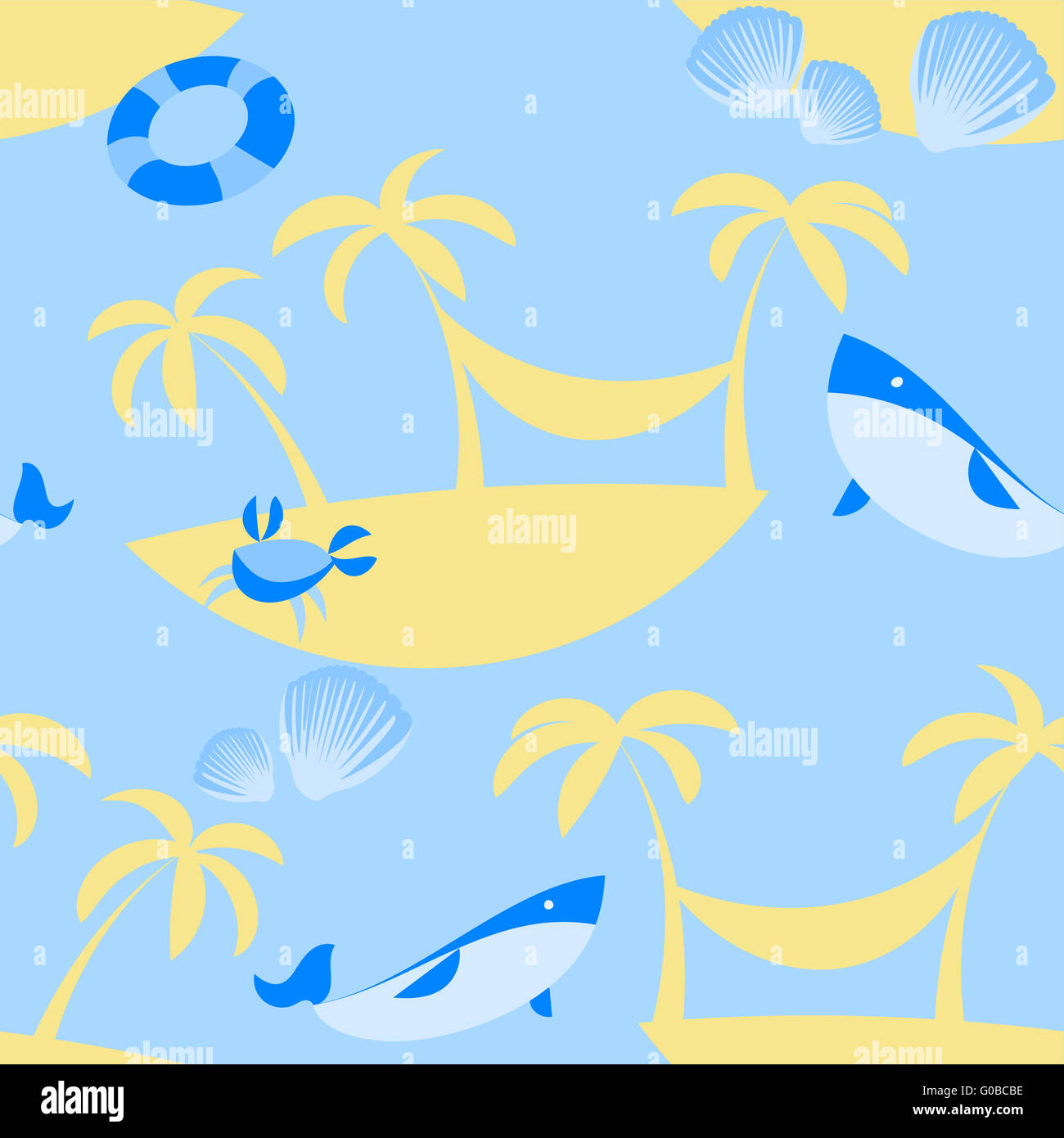Seamless Beach Vector Pattern Stock Photo - Alamy