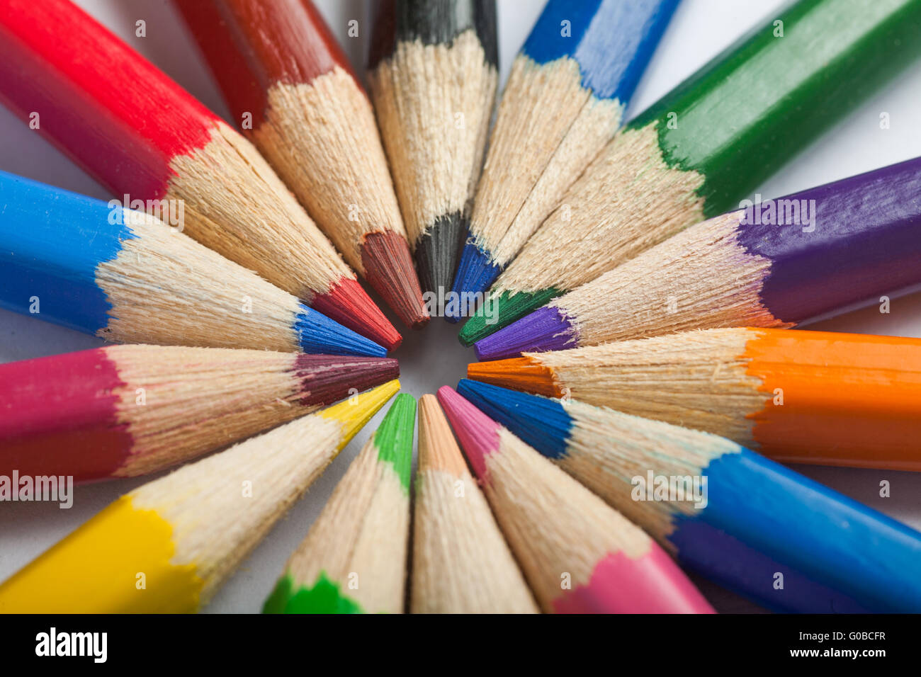 Color pencils in arrange in color wheel colors Stock Photo - Alamy
