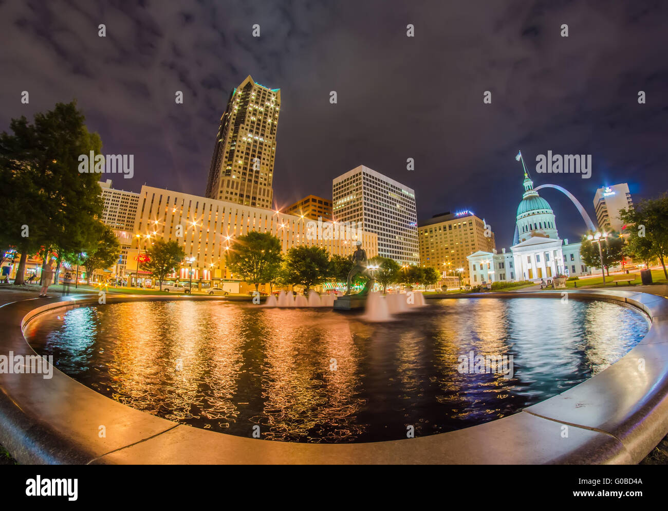 St. Louis downtown skyline buildings at night Stock Photo - Alamy