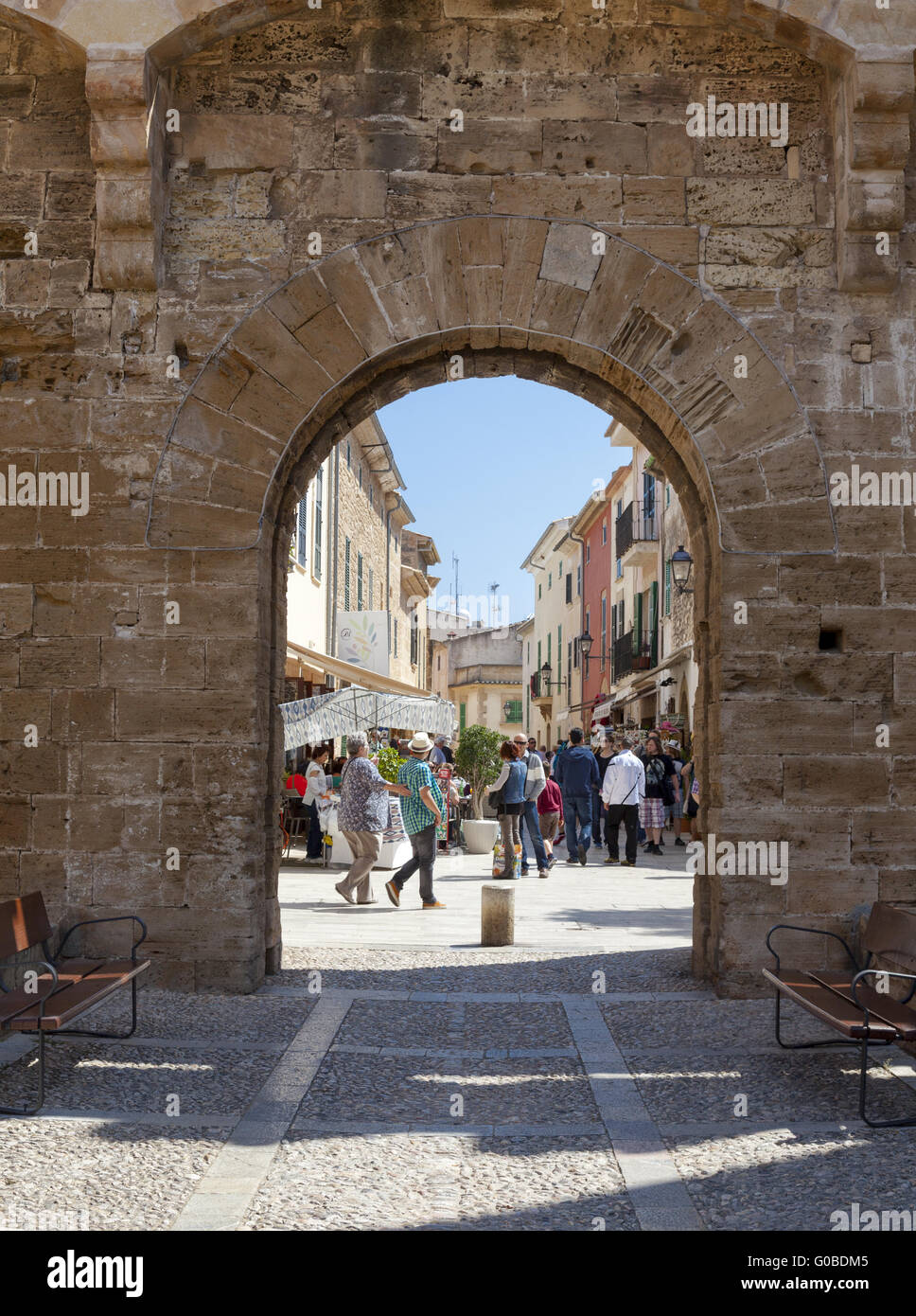 Looking through the Porta Principal in Alcudia Stock Photo - Alamy