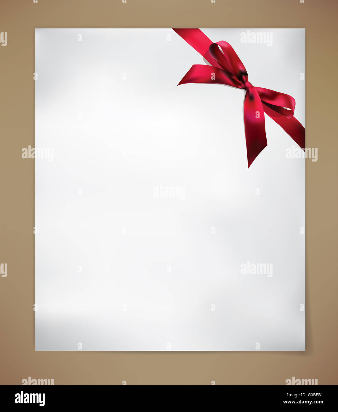 Paper Card with Red Bow. Vector illustration Stock Photo - Alamy