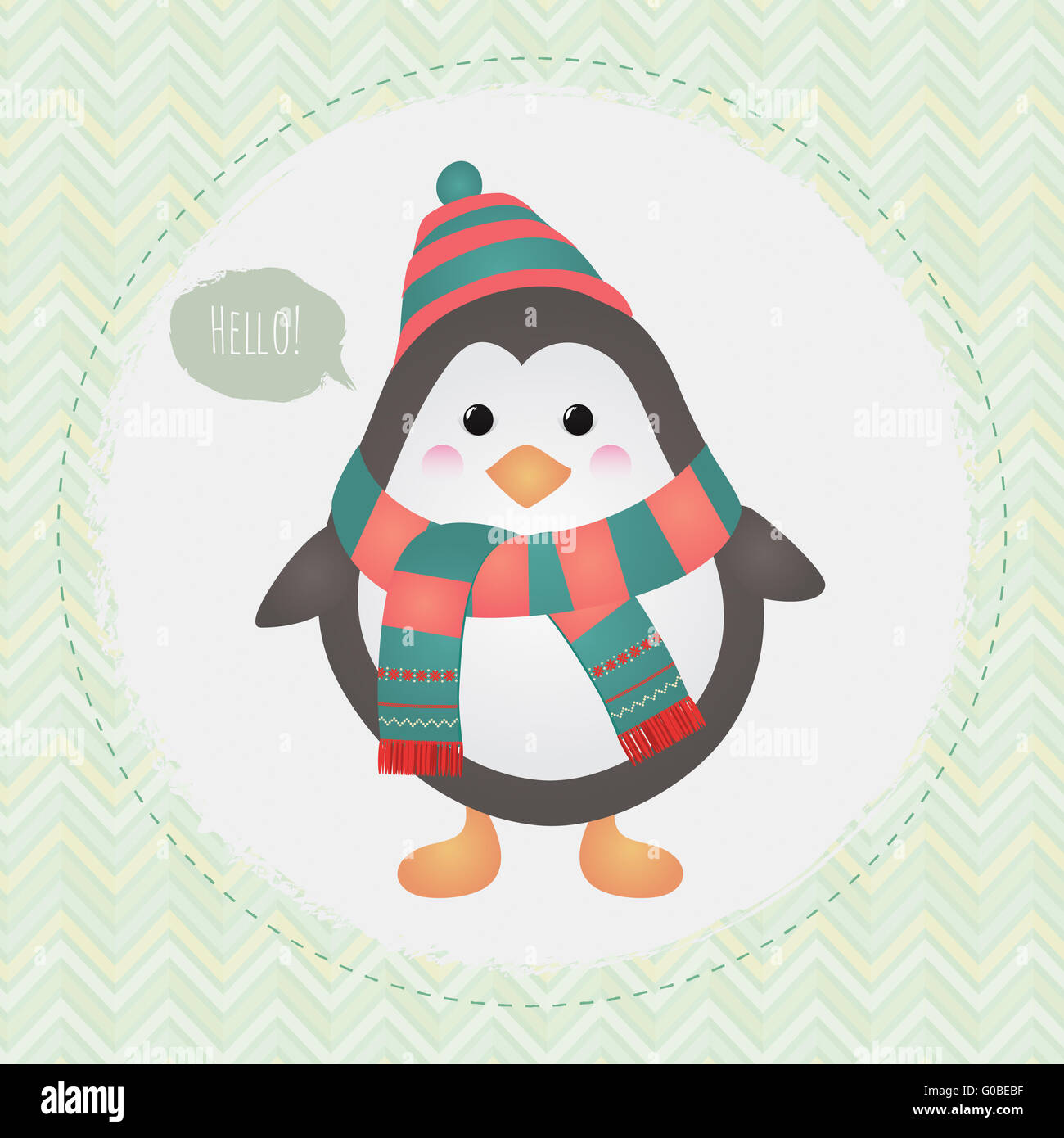 Cute Penguin in Textured Frame design illustration Stock Photo - Alamy