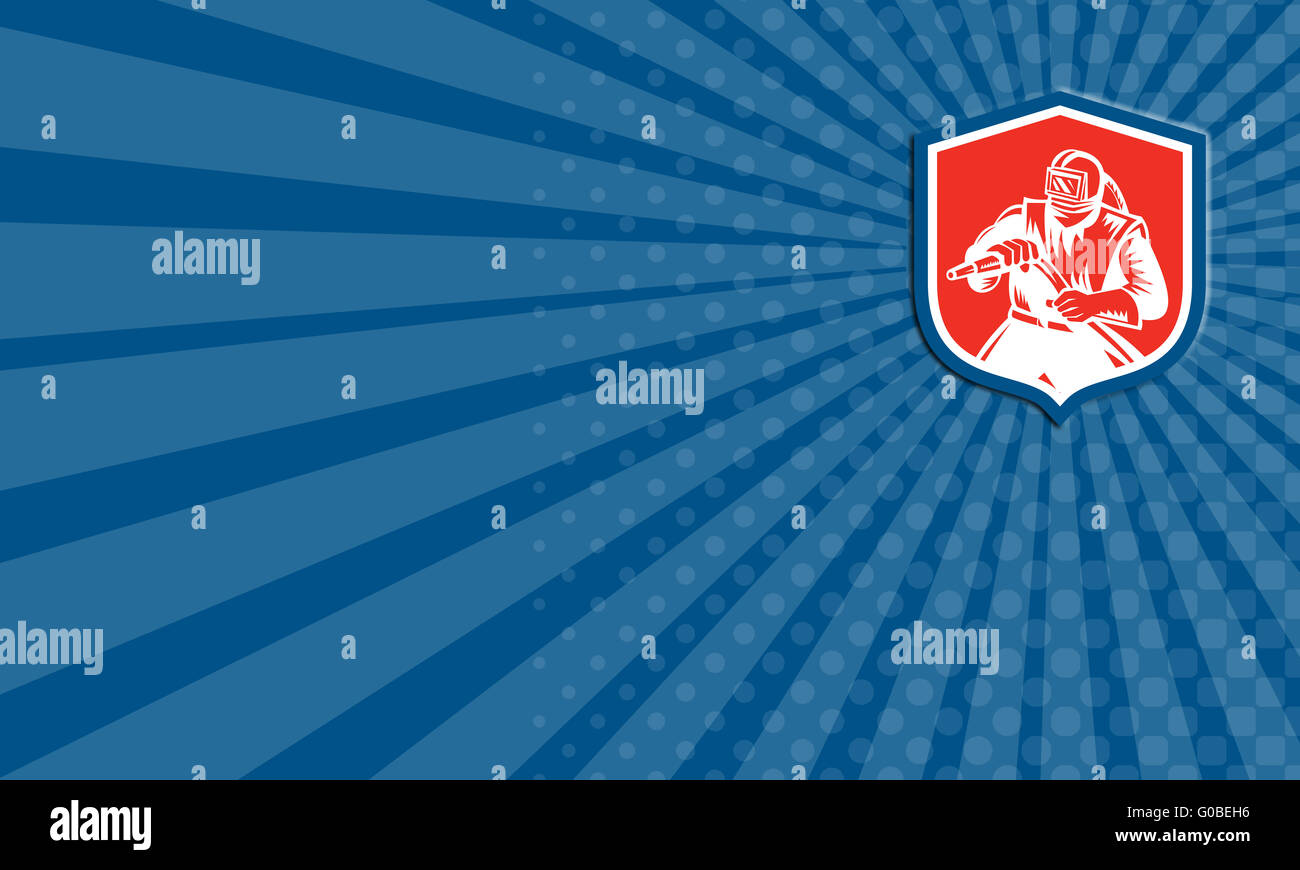 Business card Sandblaster Sandblasting Hose Shield Woodcut Stock Photo ...