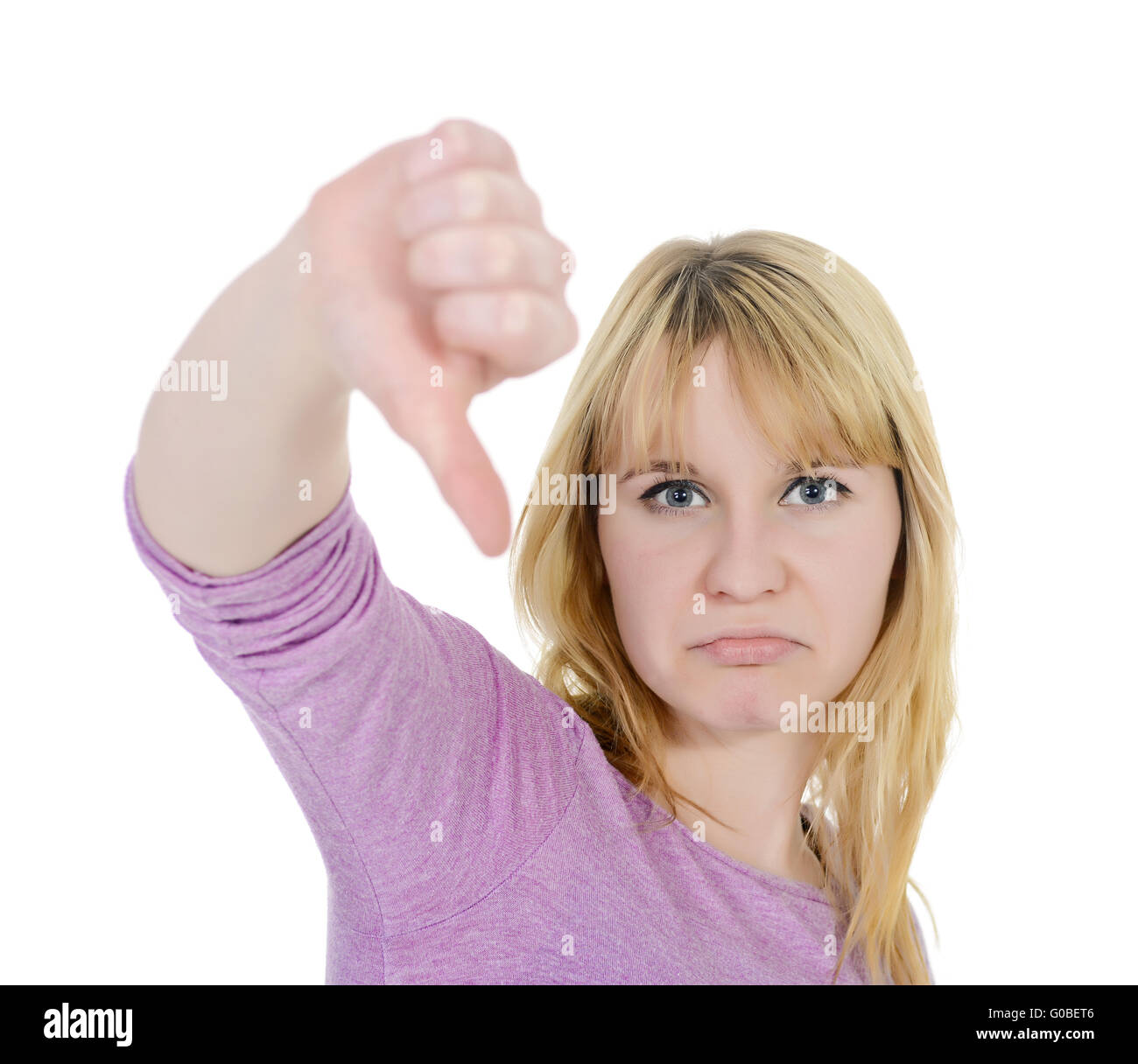 Women down thumb white background hi-res stock photography and images ...