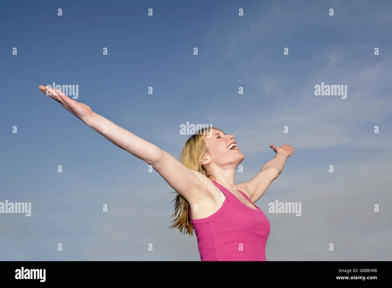 Woman enjoying the sun eyes open hi-res stock photography and images ...