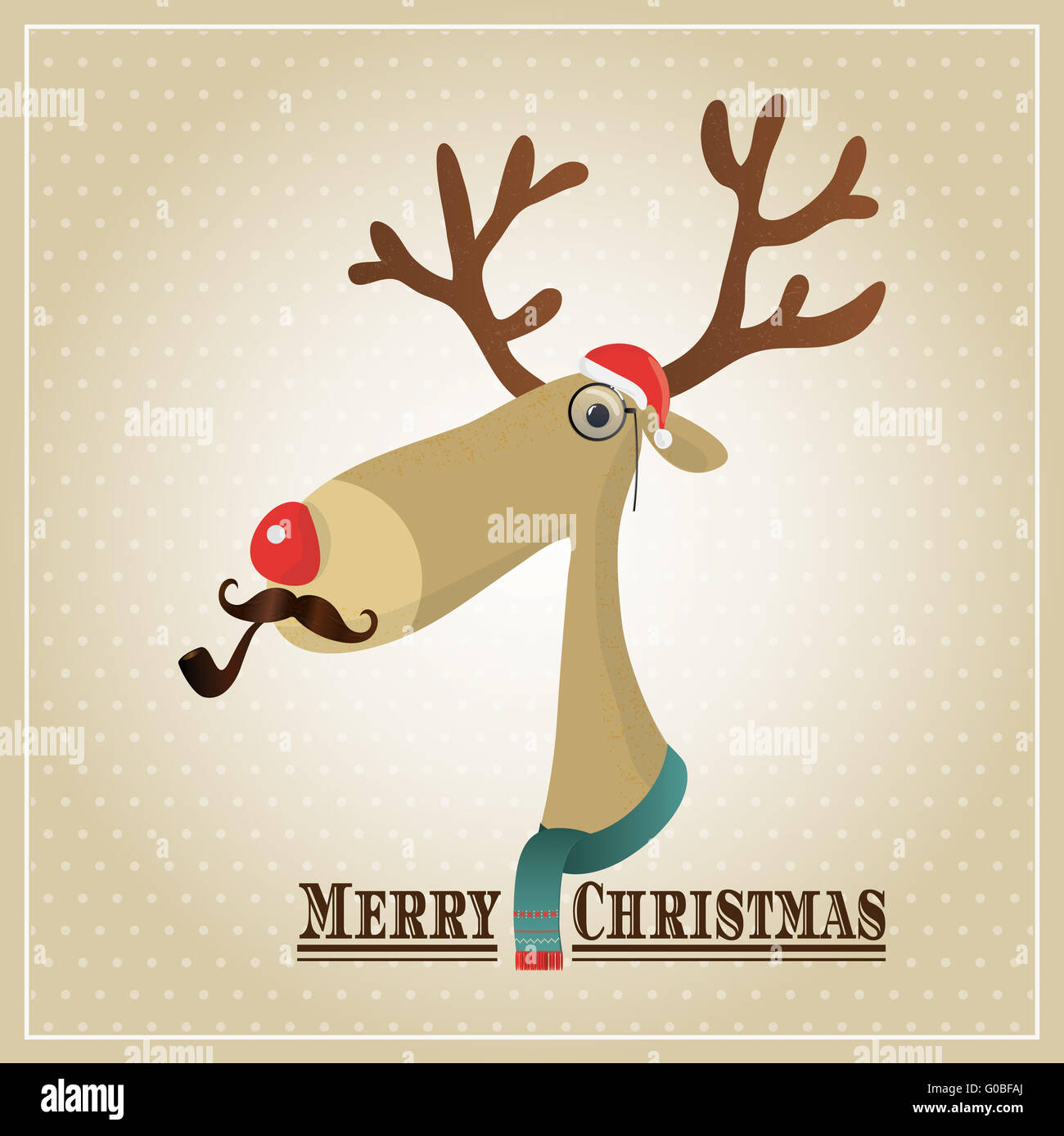 Vector Illustration Reindeer, Merry Christmas Card Stock Photo - Alamy