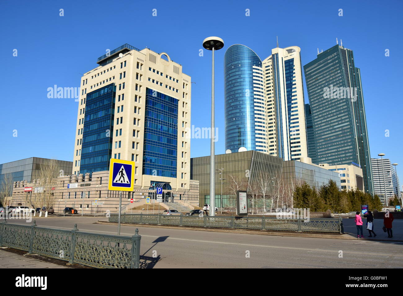 A street view with modern buildings in Astana, capital of Kazakhstan ...