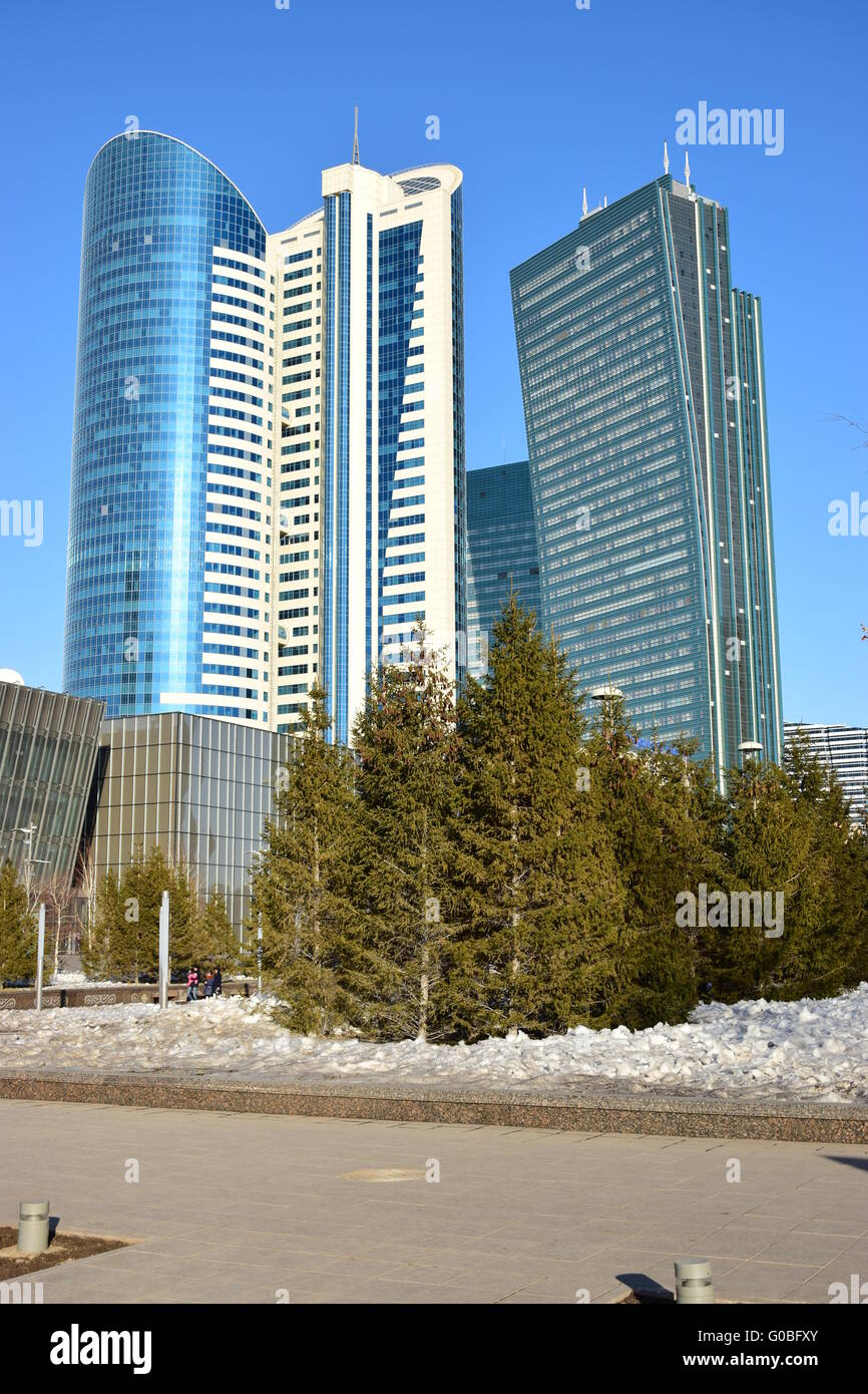 A street view with modern buildings in Astana, capital of Kazakhstan ...