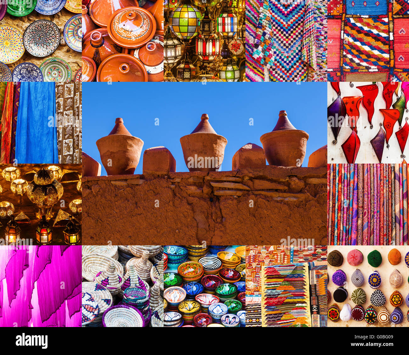 Collage of moroccan craftsmanship Stock Photo - Alamy