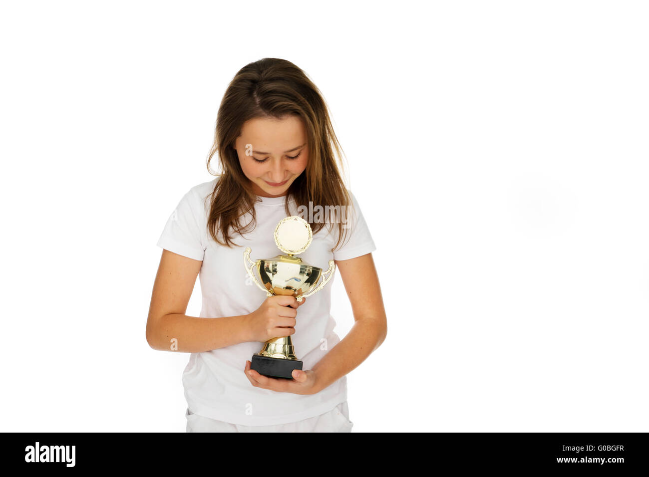 Girl winning trophy hi-res stock photography and images - Alamy