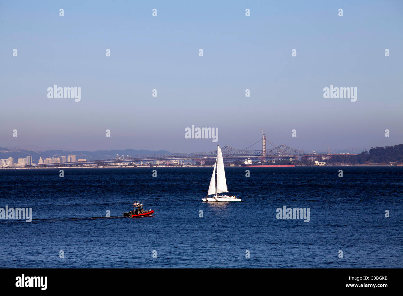 Light Boat Traffic on San Francisco Bay Stock Photo - Alamy
