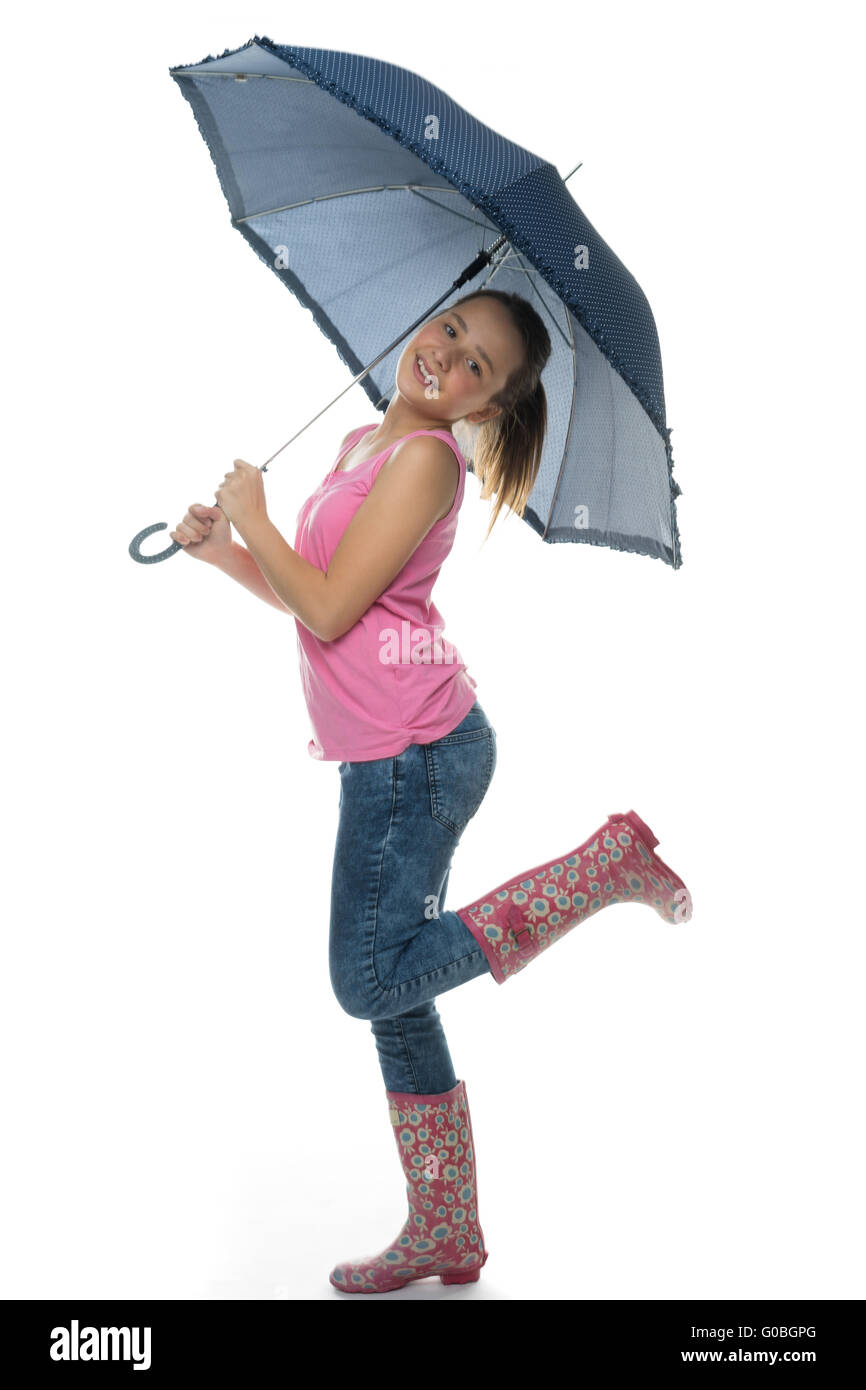 Young girl having fun in the rain Stock Photo - Alamy