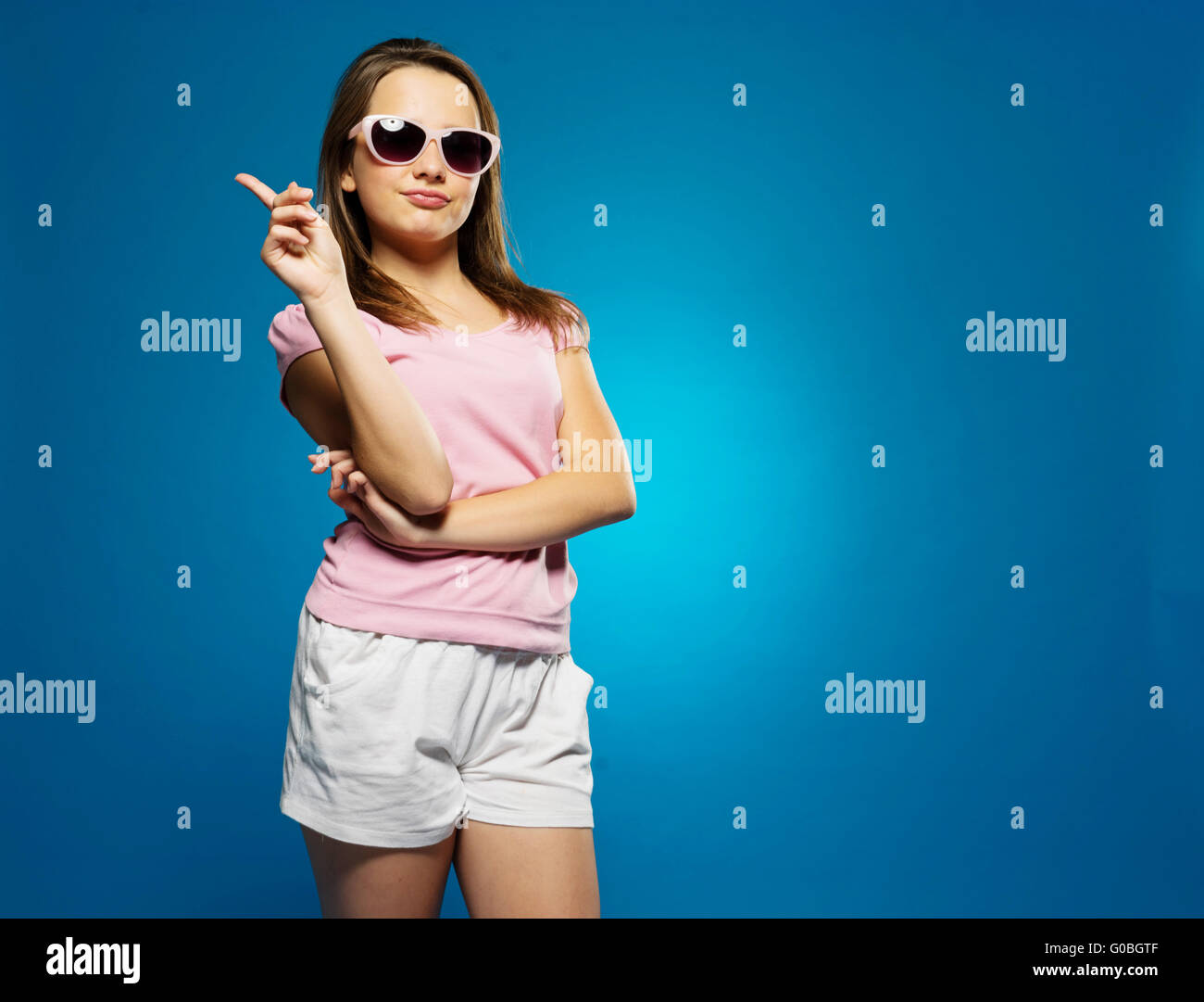 Pretty Young Girl on Cool Fashion Pose Stock Photo - Alamy