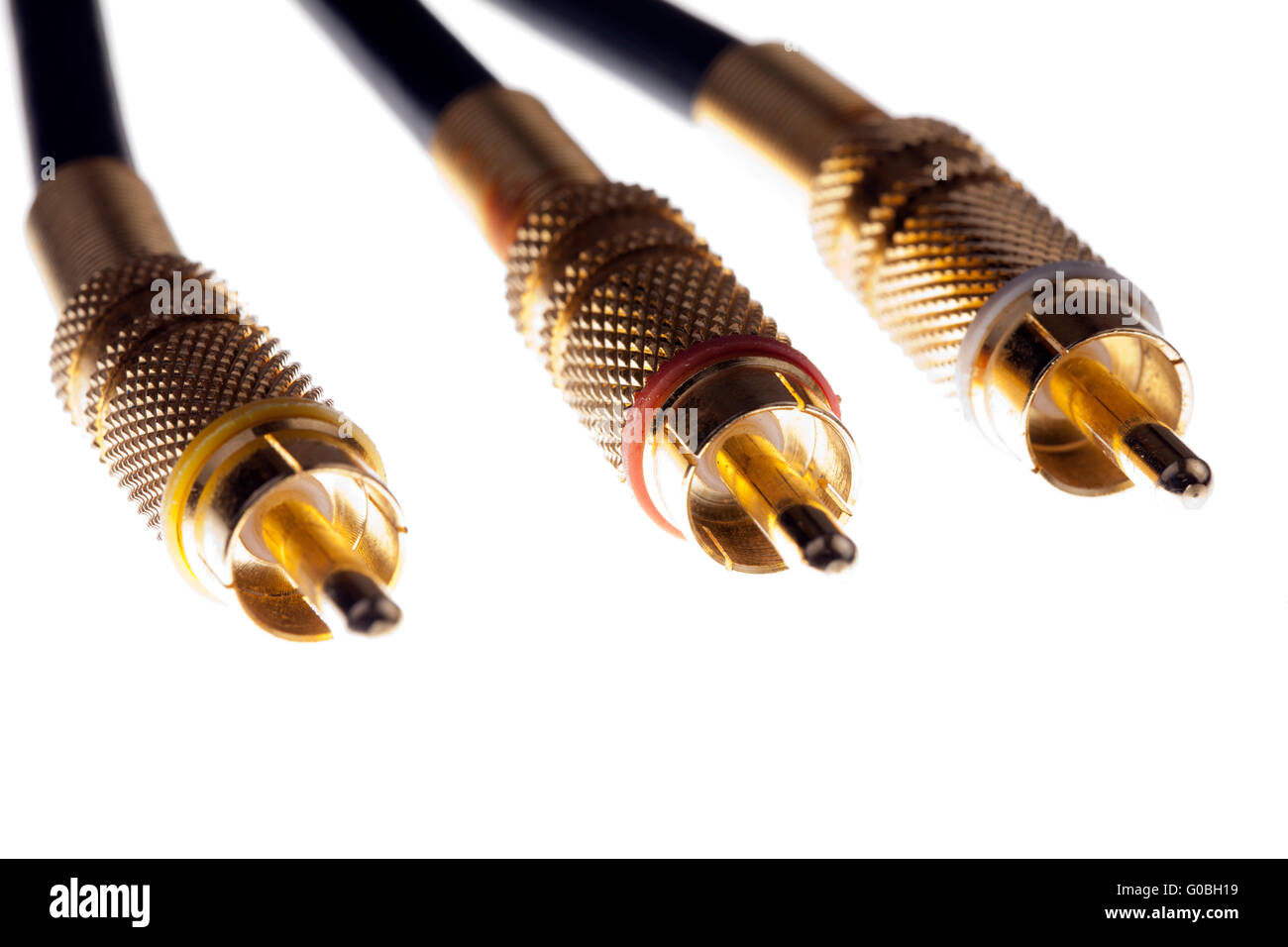 closeup of audio video cable connectors red white yellow Stock Photo ...