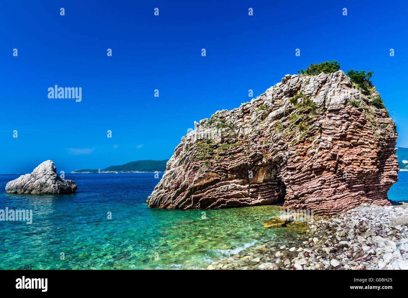 Landscape view on sea and mountain in Montenegro Stock Photo - Alamy