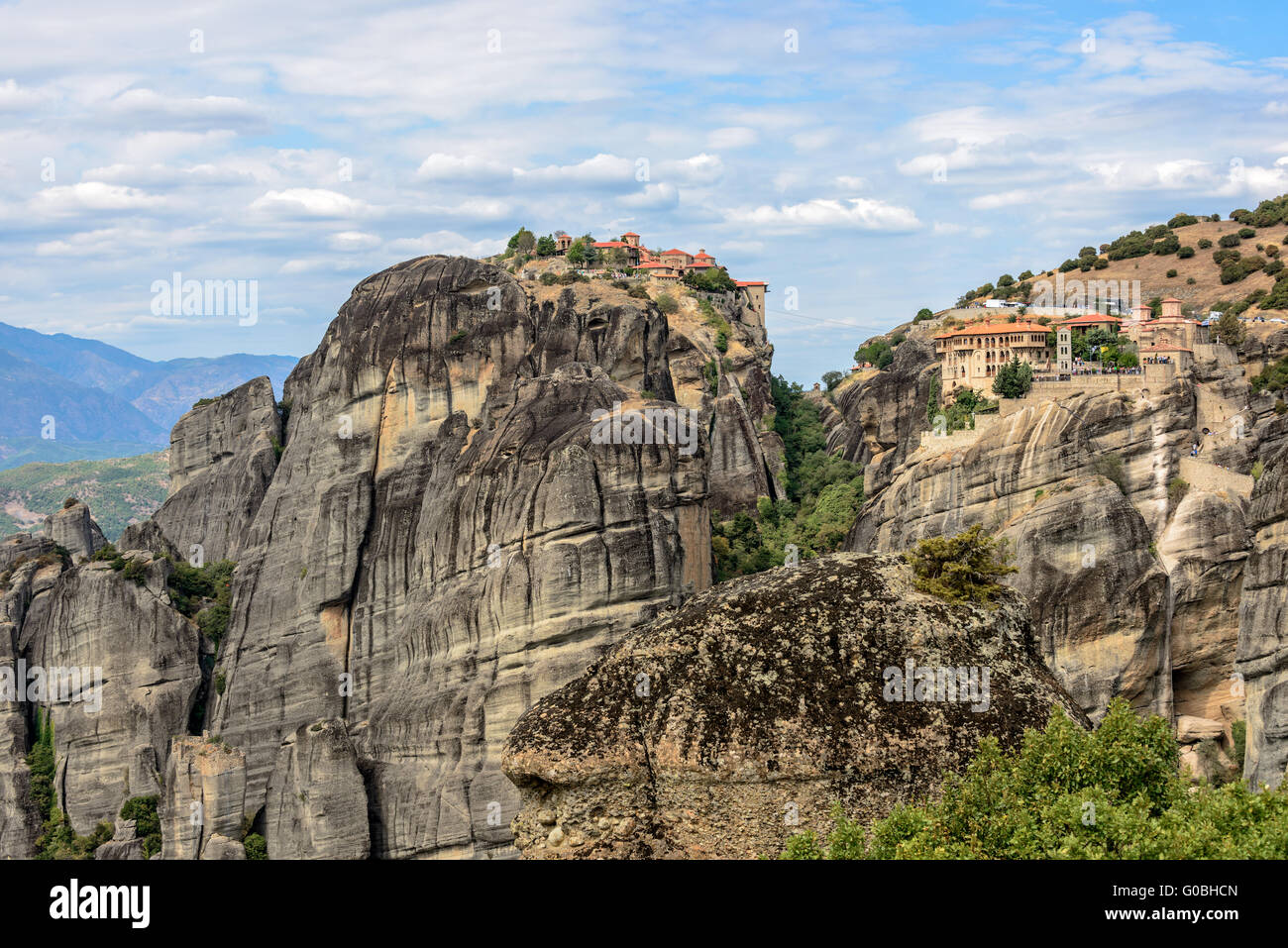 Monasteries on top of Meteora rocks in Greece Stock Photo - Alamy