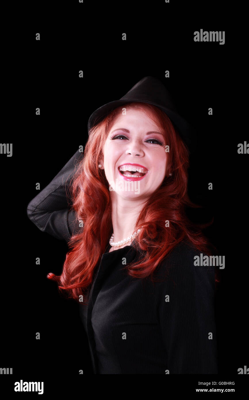 Open Mouth Laugh Red Headed Caucasian Woman Stock Photo - Alamy