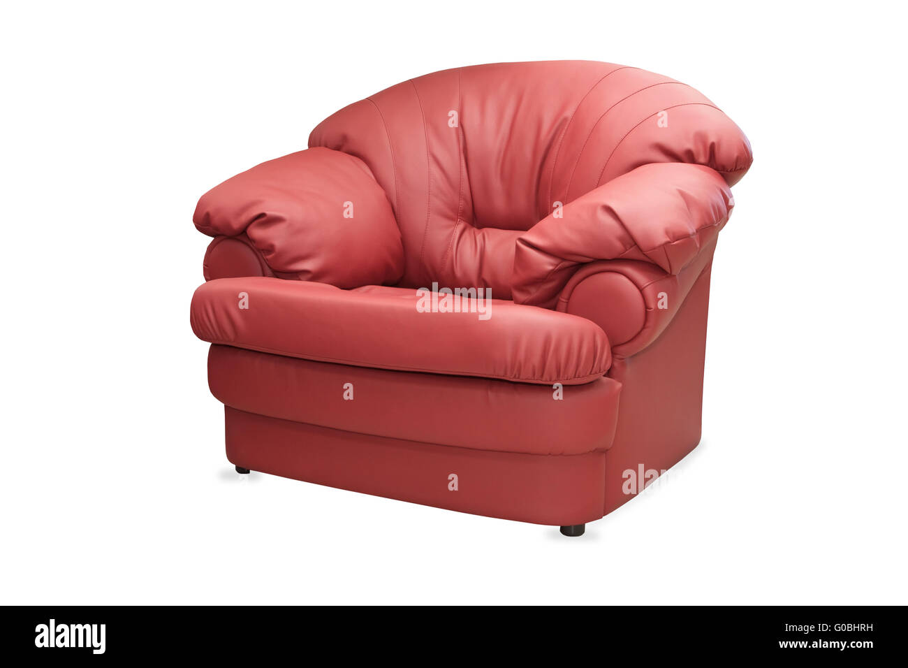 modern red leather chair isolated on white background Stock Photo - Alamy