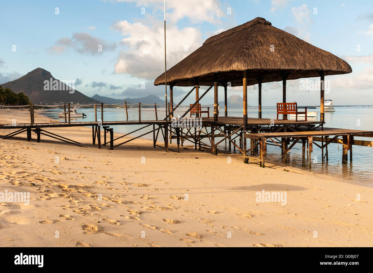 A beach on the west coast of Mauritius in the early morning Stock Photo ...