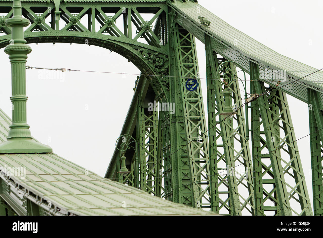 Old welded bridge colored with green - Szechenyi bridge Stock Photo - Alamy