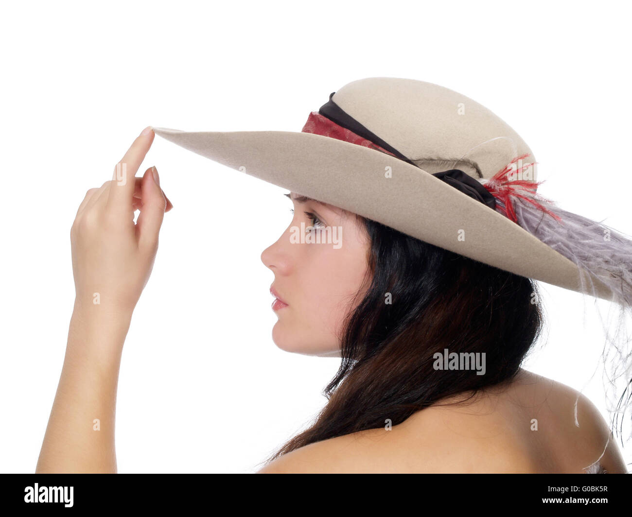 Feather Hat Young Woman High Resolution Stock Photography and Images ...